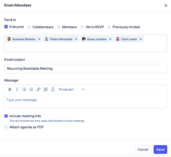 Send Messages to Meeting Attendees
