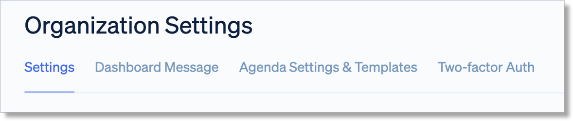 Organization Settings