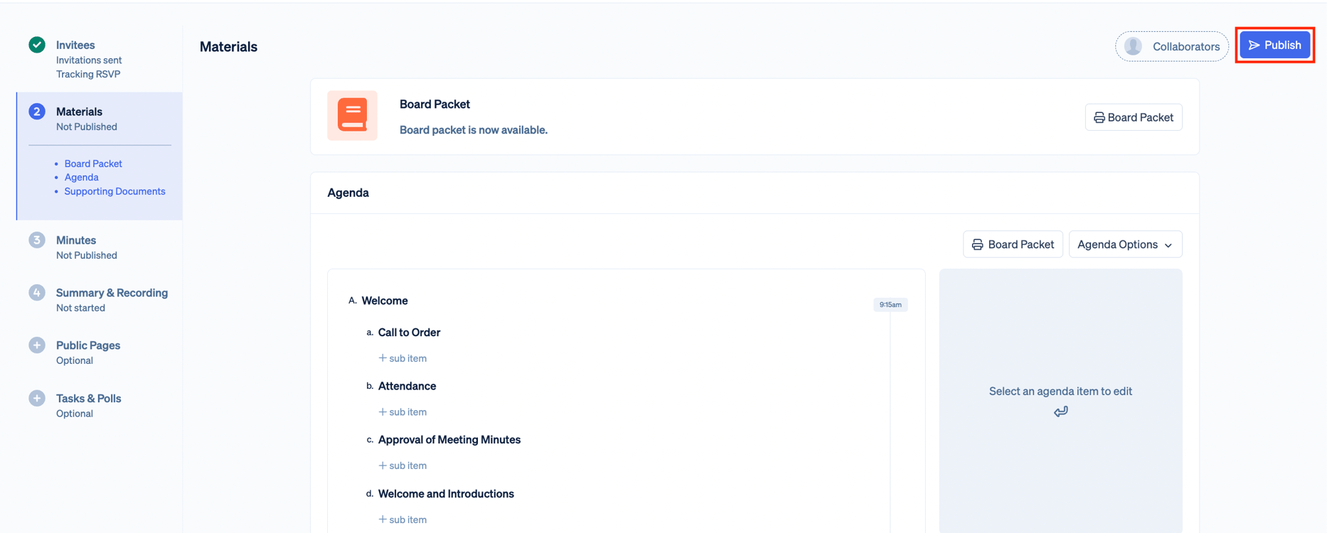How to Publish Meeting Materials